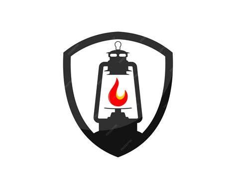 Premium Vector Simple Shield With Ancient Lantern And Fire Inside