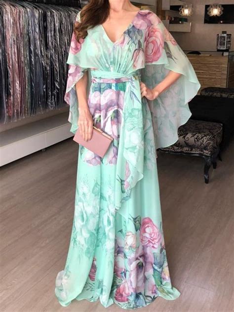 Cape Effect Embellished Dress Gown Vestidos Estilosos Vestidos
