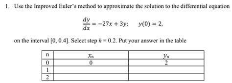 solved 1 use the improved euler s method to approximate the