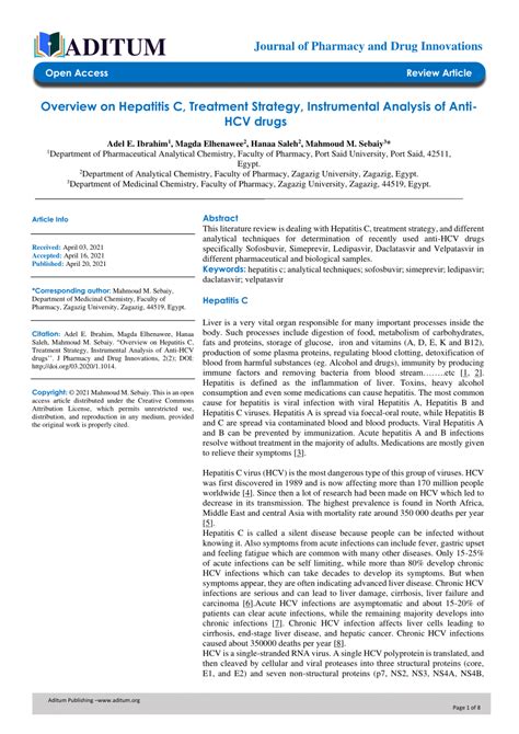 Pdf Overview On Hepatitis C Treatment Strategy Instrumental