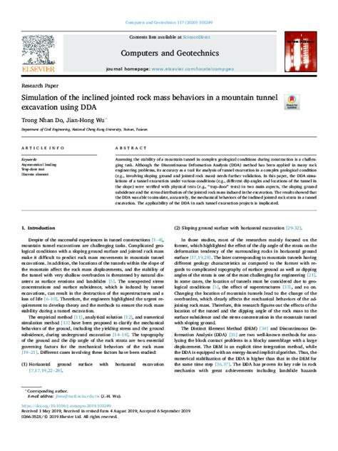 Pdf Simulation Of The Inclined Jointed Rock Mass Behaviors In A