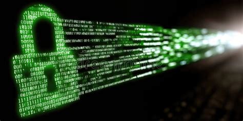 Generative Ai Glowing Green Binary Code Forming A Padlock Shape Conveying Digital Security And
