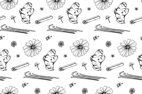 손으로 그린 허브와 향신료 요소가 있는 완벽한 패턴 부엌 허브와 향신료 벡터 일러스트 레이 션 가지 식물 부위에 대한 스톡 벡터 아트 및 기타 이미지 Istock