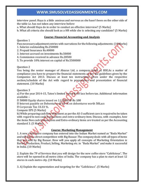 Mba Solved Assignments Pdf