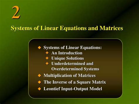 Ppt Systems Of Linear Equations An Introduction Unique Solutions Underdetermined And