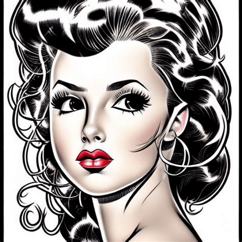 Pin Up Girl Face Drawing