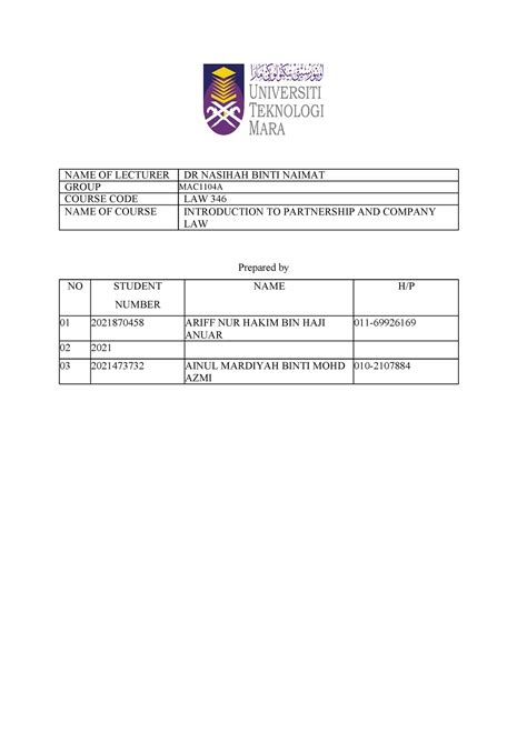 Law Assignment Ravi Name Of Lecturer Dr Nasihah Binti Naimat Group