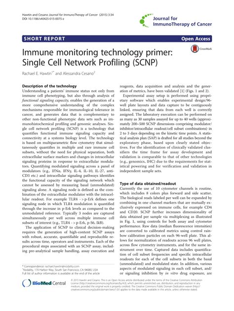 Pdf Immune Monitoring Technology Primer Single Cell Network