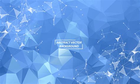 Abstract Blue Polygonal Space Background With Connecting Dots And Lines Connection Structure And
