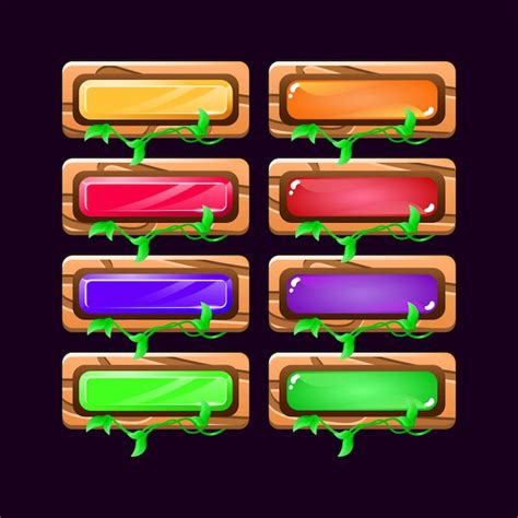 Premium Vector Set Of Game Ui Wooden Nature Colorfull Button For Gui Asset Elements
