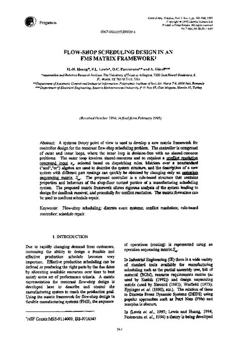 pdf flow shop scheduling design in an fms matrix framework octavian