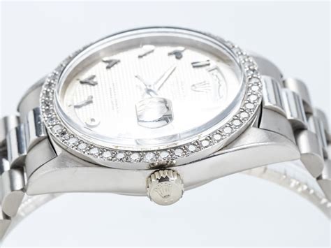 Rolex Vintage Day Date Ref 1804 950 Platinum Arabic Guilochee Dial And