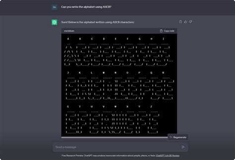 Chatgpt Writing The Alphabet Using Ascii Rchatgpt