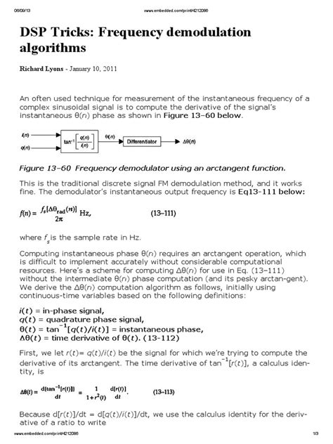 Dsp Tricks Frequency Demodulation Algorithms Pdf Frequency