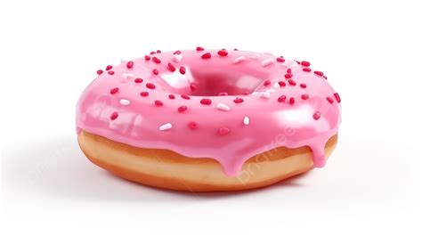 3d의 흰색 배경에 딸기 토핑이 있는 거대한 분홍색 글레이즈 도넛 도넛 디저트 딸기 케이크 배경 일러스트 및 사진 무료 다운로드 Pngtree