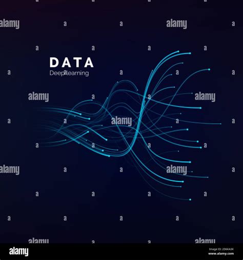 Data Visualization Deep Learning Or Big Data Concept Abstract Blue Waves On Dark Background