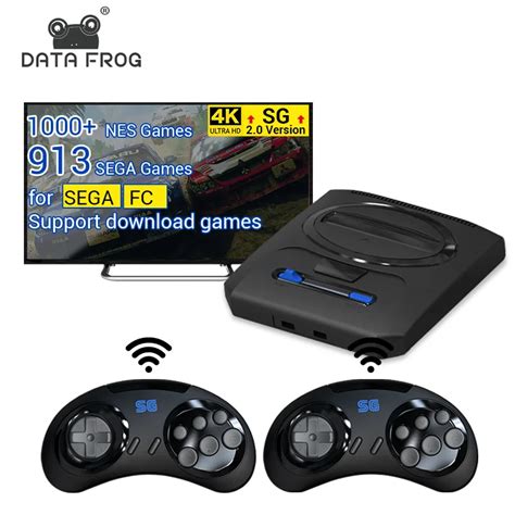 Data Frog 16 Bit Wireless Sega Game Console For Sega Mega Drive 2 Built In 1913 Nes Games For