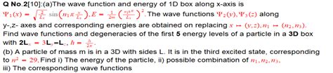 Solved Q No210athe Wave Function And Energy Of 1d Box