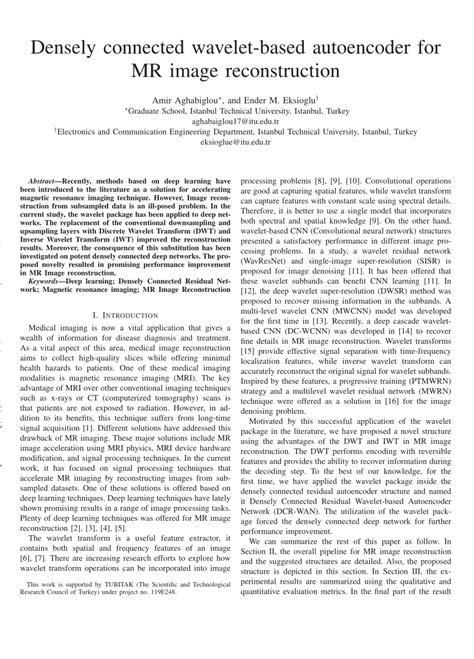 pdf densely connected wavelet based autoencoder for mr image