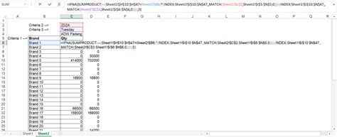 Excel SUMPRODUCT With Criteria Index Match By Row Column Stack Overflow