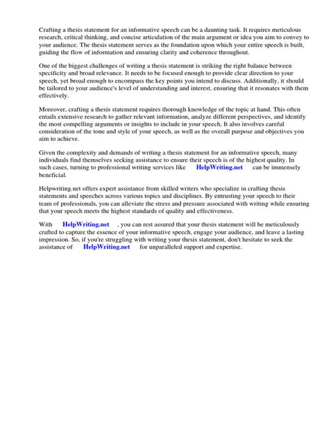 Thesis Statement Informative Speech Example Pdf Essays Thesis