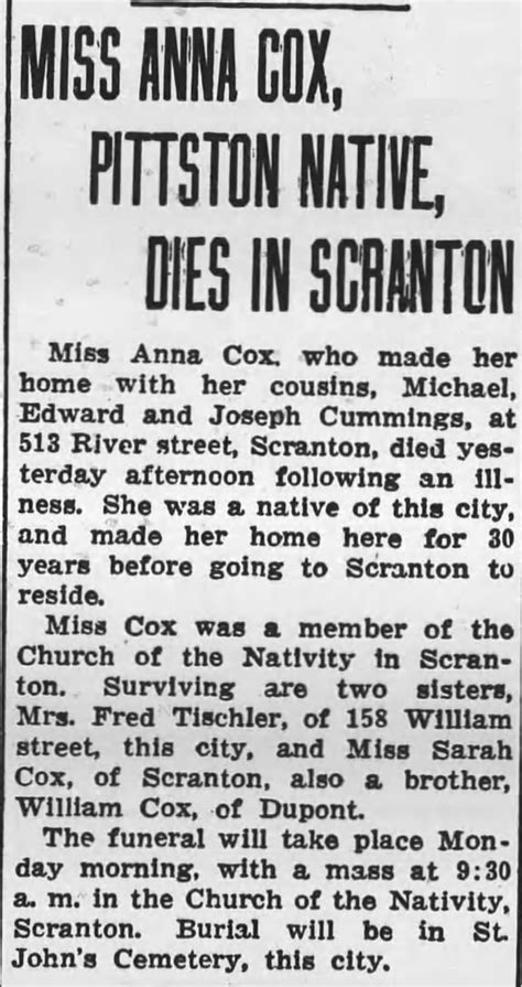 Anna Cox Obituary ™