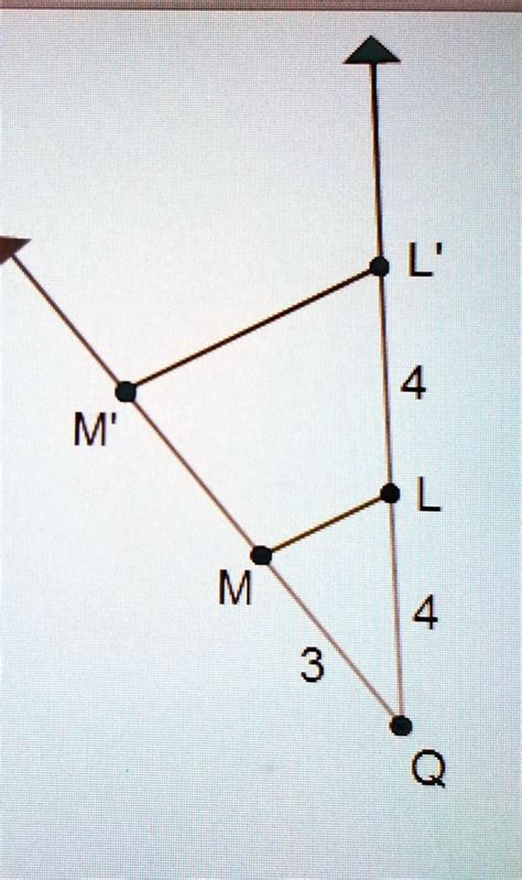 solved line segement lm is dilated to create l m using point q as