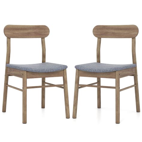 Costway 2 Pcs Dining Chair Fabric Upholstered Kitchen Armless Chairs