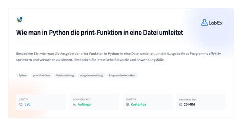 Python Print Funktion In Datei Umleiten Anleitung And Beispiele Labex