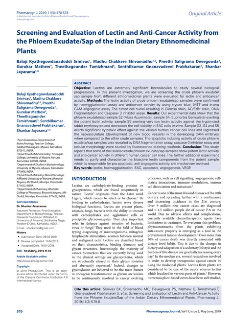 Screening And Evaluation Of Lectin And Anti Cancer Activity From The