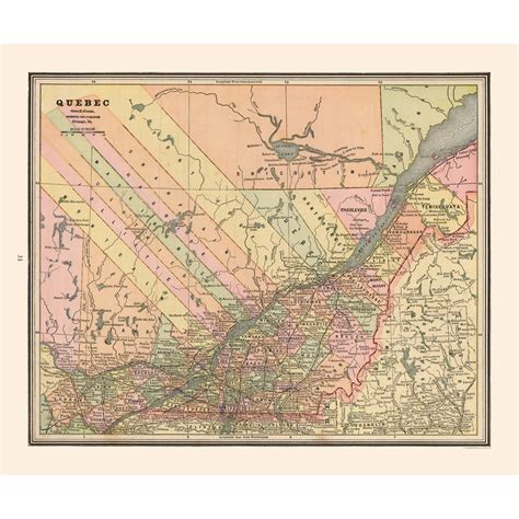Historic Map Quebec Province Canada Cram 1888 27 66 X 23 Vinta