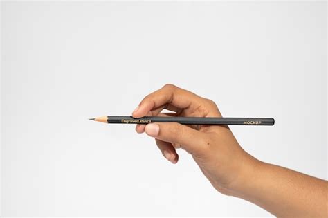 Premium Psd Hand Holding Pencil Mockup