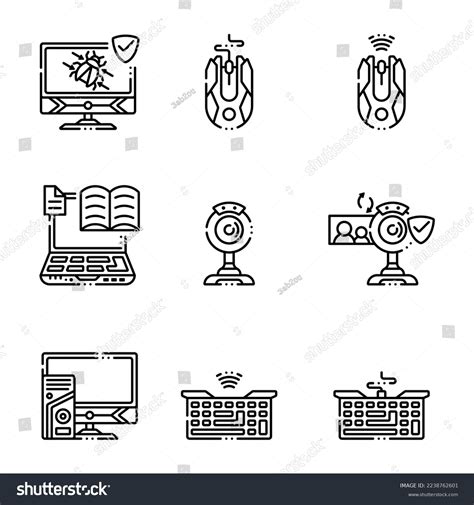 computer external hardware components icons stock vector royalty free