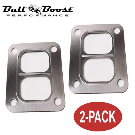 2 Pack Divided T4 Turbo Turbocharger Inlet Twin Scroll Gasket Stainles
