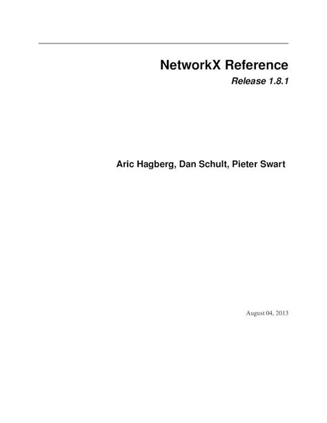PDF NetworkX Reference CHAPTER ONE OVERVIEW NetworkX Is A Python Language Software Package