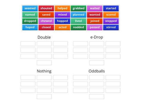 WTW Inflected Endings Sort 5 Adding ED To Words Group Sort