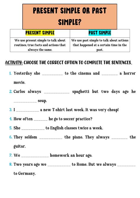 Simple Present Past Simple Worksheet