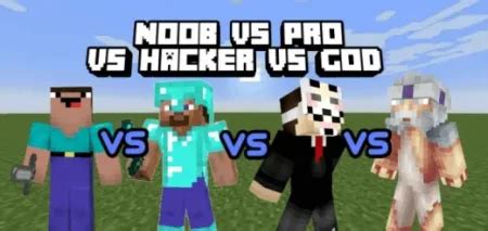 Noob Vs Pro Vs Hacker Vs God Mod MCDL Minecraft Addons
