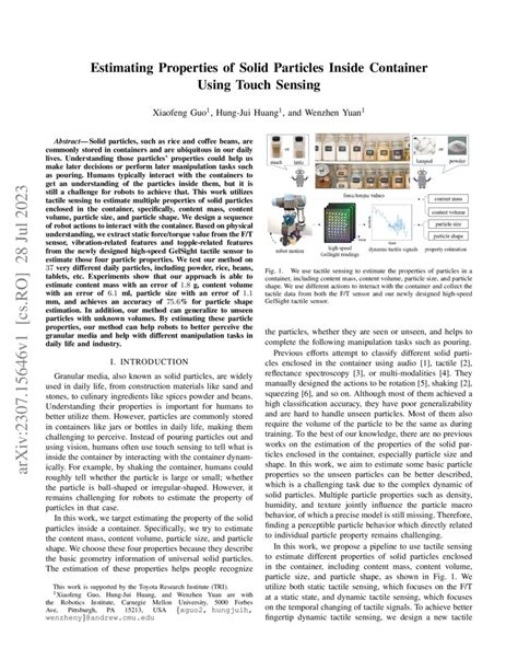 estimating properties of solid particles inside container using touch