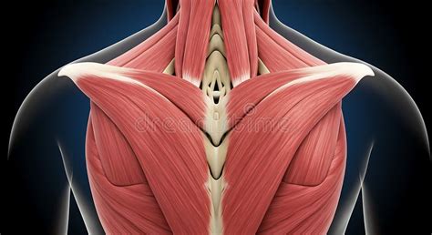 Upper Back Muscles Detailed Anatomical Illustration Stock Illustration