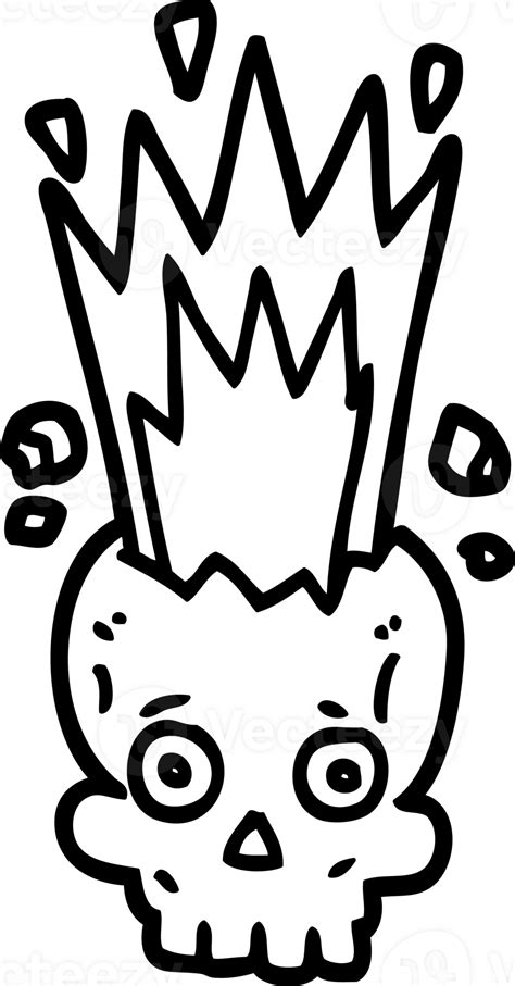 Line Drawing Cartoon Exploding Skull Icon 40819518 Png