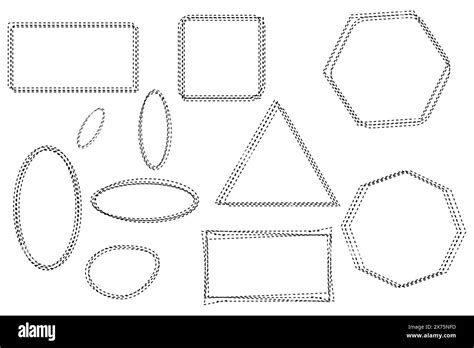 Hand Drawn Dashed Line Different Shapes And Line Art Doodles For Artwork Stock Vector Image