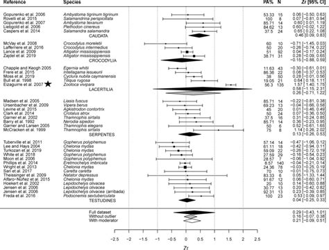 Forest Plot Of Effect Sizes And Summary Effect Sizes Estimated By