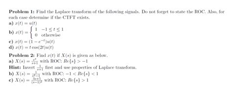 solved find the laplace transform of the following signals