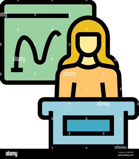 Business Speaker Icon Outline Vector Seminar Presentation Lecture Training Color Flat Stock