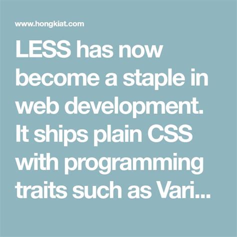 Less Css Beginners Guide Web Development Css Beginners Guide