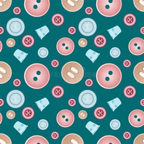 Colourful Buttons Seamless Pattern Illustration Sewing Hobby Concept