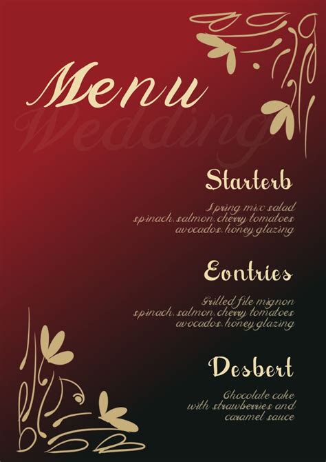 Creative Wedding Menu With Baroque Rose Gold Border Design Template Edit Online Seapik