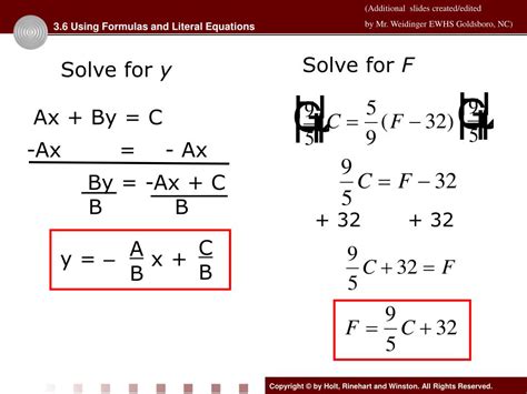 PPT 3 6 Using Formulas And Literal Equations PowerPoint Presentation ID 6096839