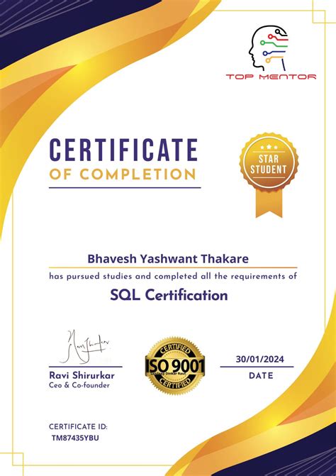 Bhavesh Thakare On Linkedin Sql Databaseskills Certificationcomplete Dataanalytics Datascience